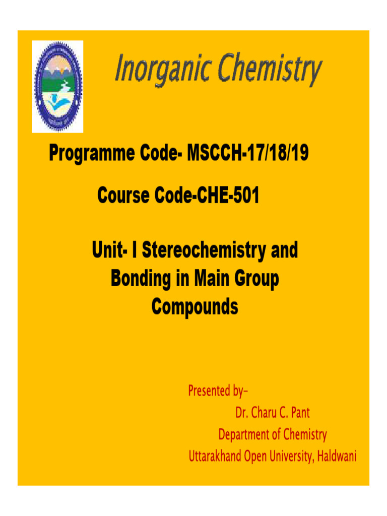 MSC I CHE Unit 1stereochemistry and Bonding of Main Group Elements | PDF | Molecular Orbital ...