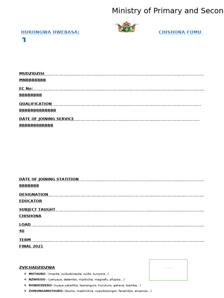 Chishona Final Exam Guide 2021 | PDF | Languages | Foreign Language Studies