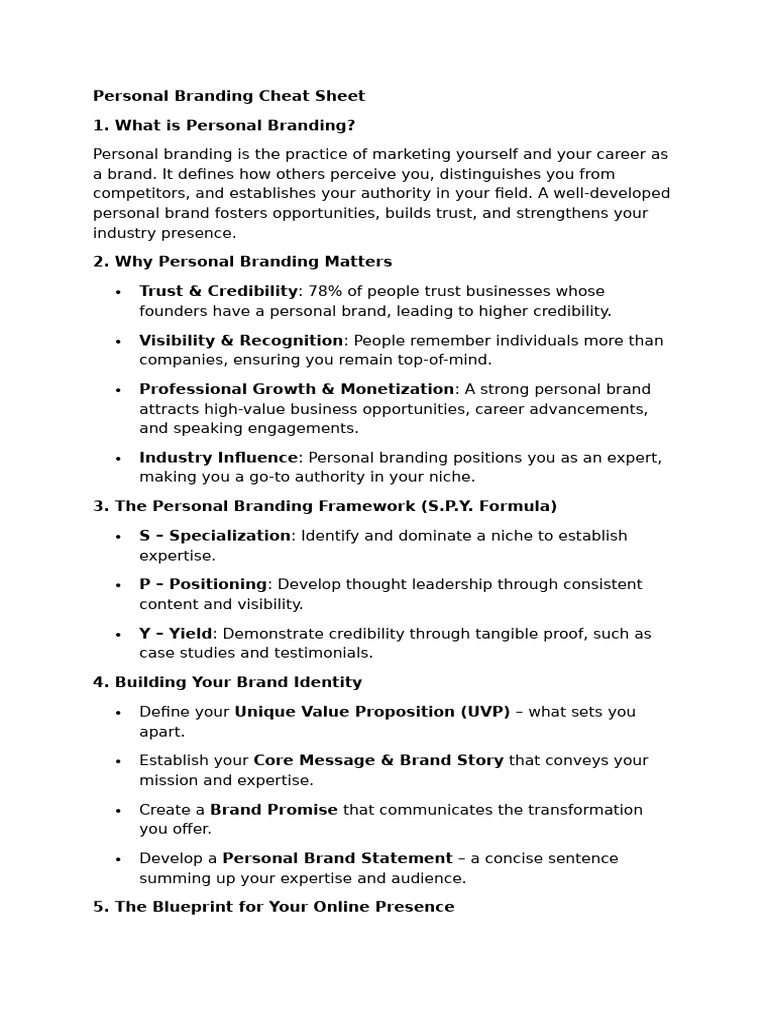 Personal Branding Cheat Sheet | PDF | Brand | Credibility