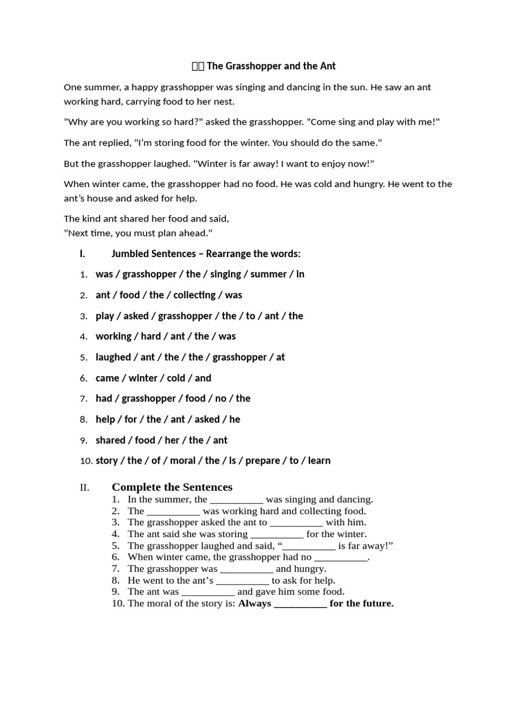 The Grasshopper's Lesson on Planning | PDF