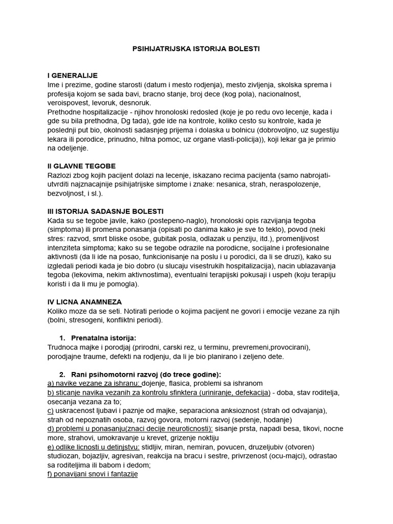 Psihijatrija Vjezbe | PDF