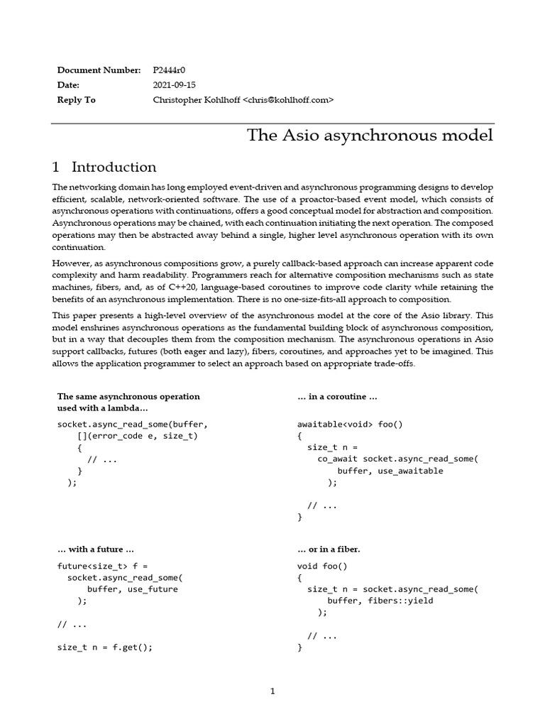 Asio Asynchronous Programming Model | PDF | Thread (Computing) | Scheduling (Computing)