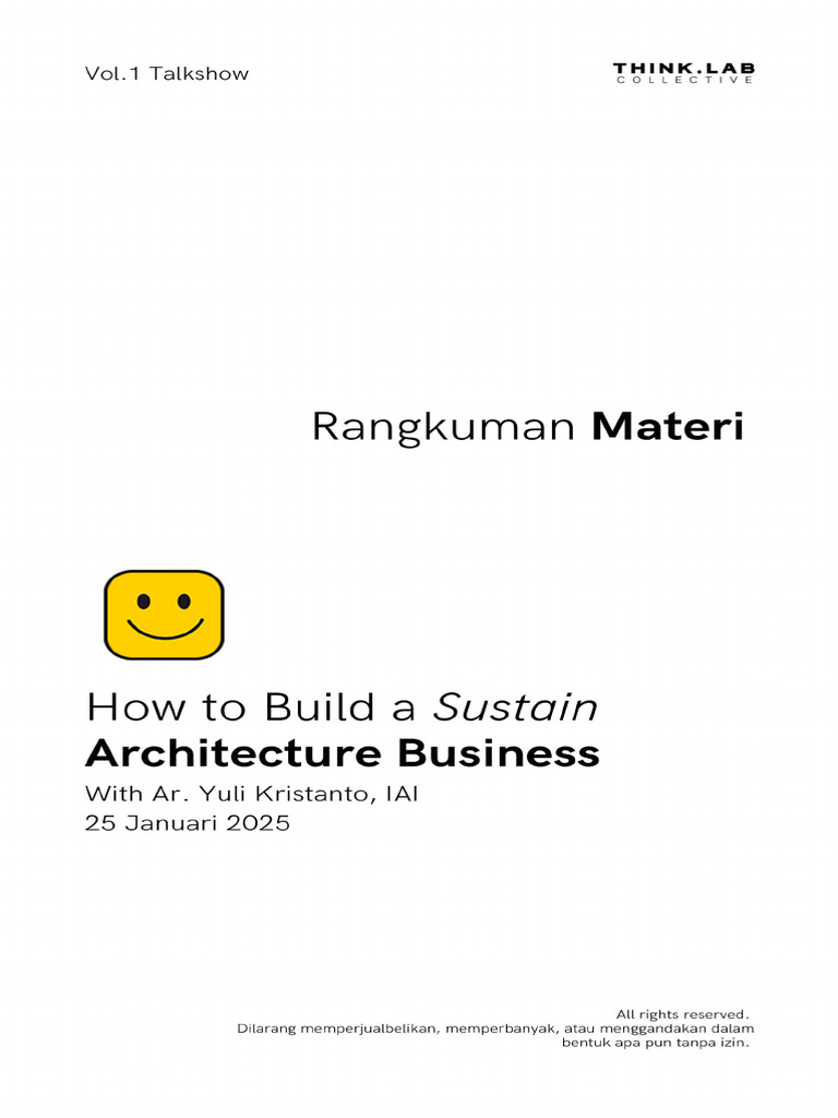 Rangkuman Materi - How To Build A Sustain Architecture Business | PDF
