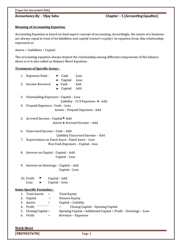 Chapter 5 (Accounting Equation) | PDF | Debits And Credits | Expense