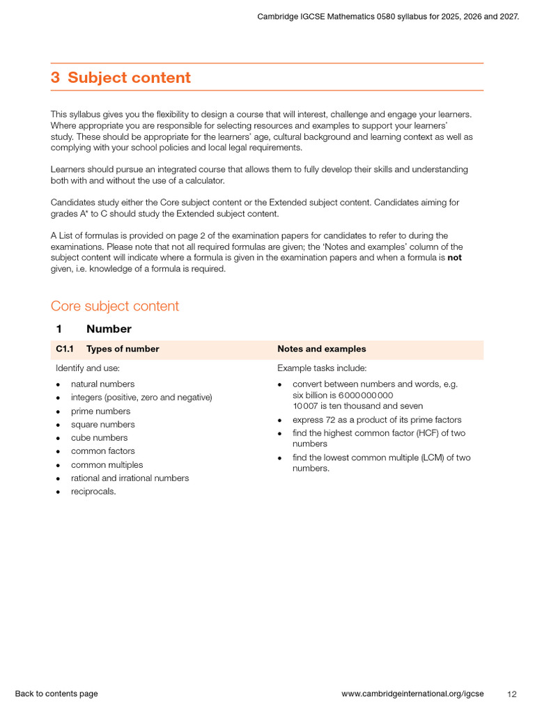 Cambridge IGCSE Math Syllabus 2025-2027 | PDF | Numbers | Mathematics