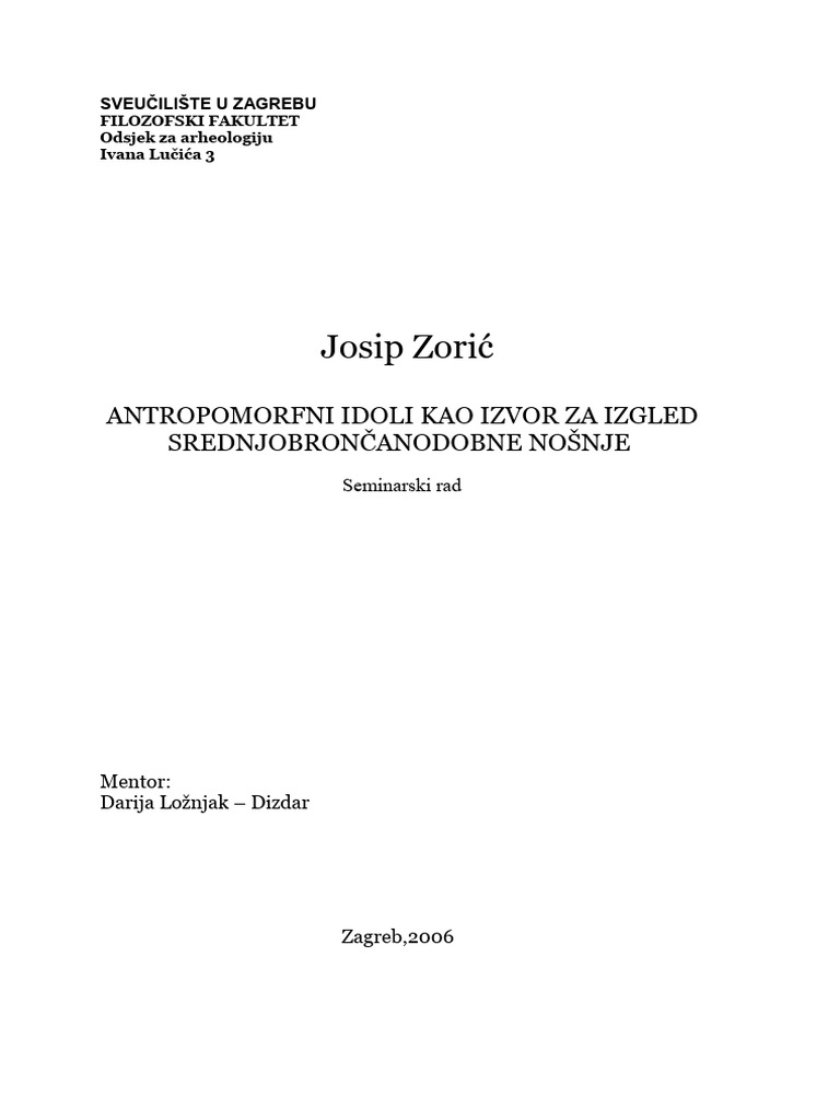 Antropomorfni Idoli Kao Izvor Za Izgled Srednjobronanodobne Nonje | PDF