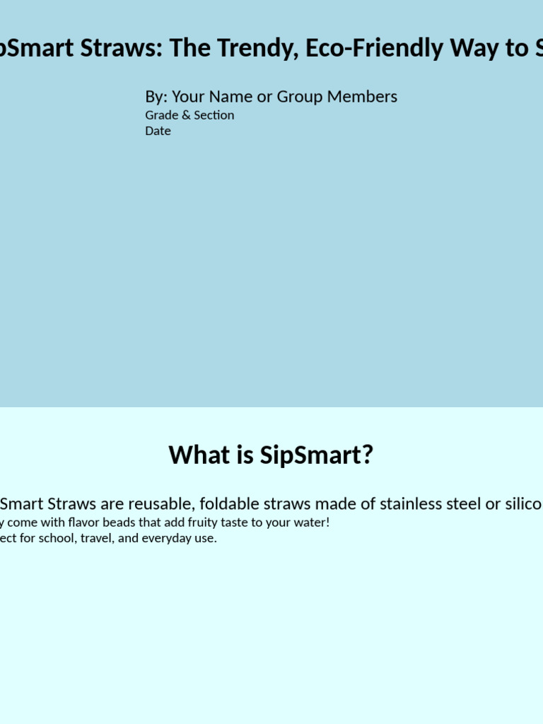 SipSmart Straws Designed Presentation | PDF