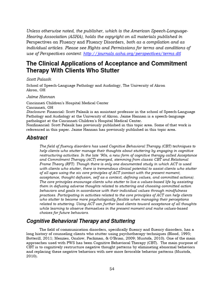 Palasik and Hannan 2013 The Clinical Applications of ACT | PDF ...