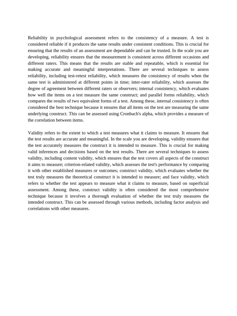 Reliability and Validity | PDF