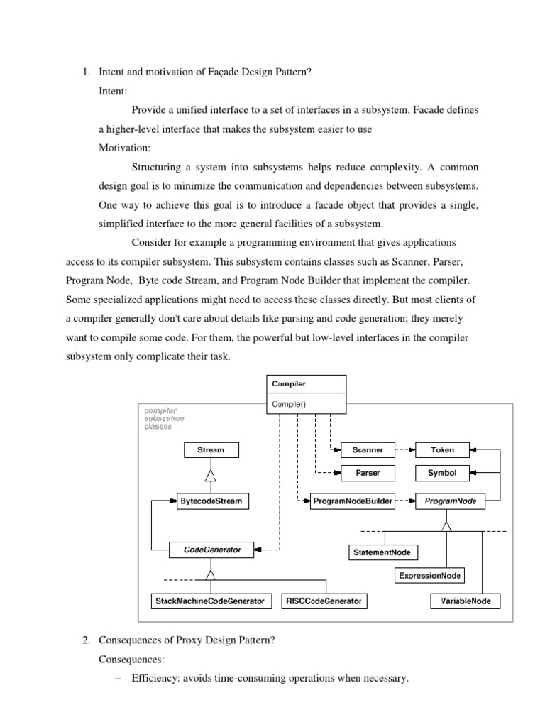 Intent and Motivation of Façade Design Pattern | PDF | Compiler ...
