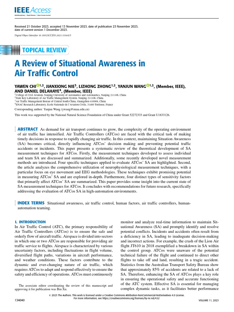 A Review of Situational Awareness in Air Traffic Control | PDF | Situation Awareness | Machine ...