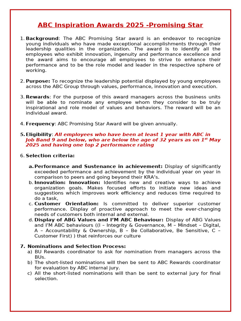 ABC Awards 2025-Promising Star | PDF | Innovation | Leadership