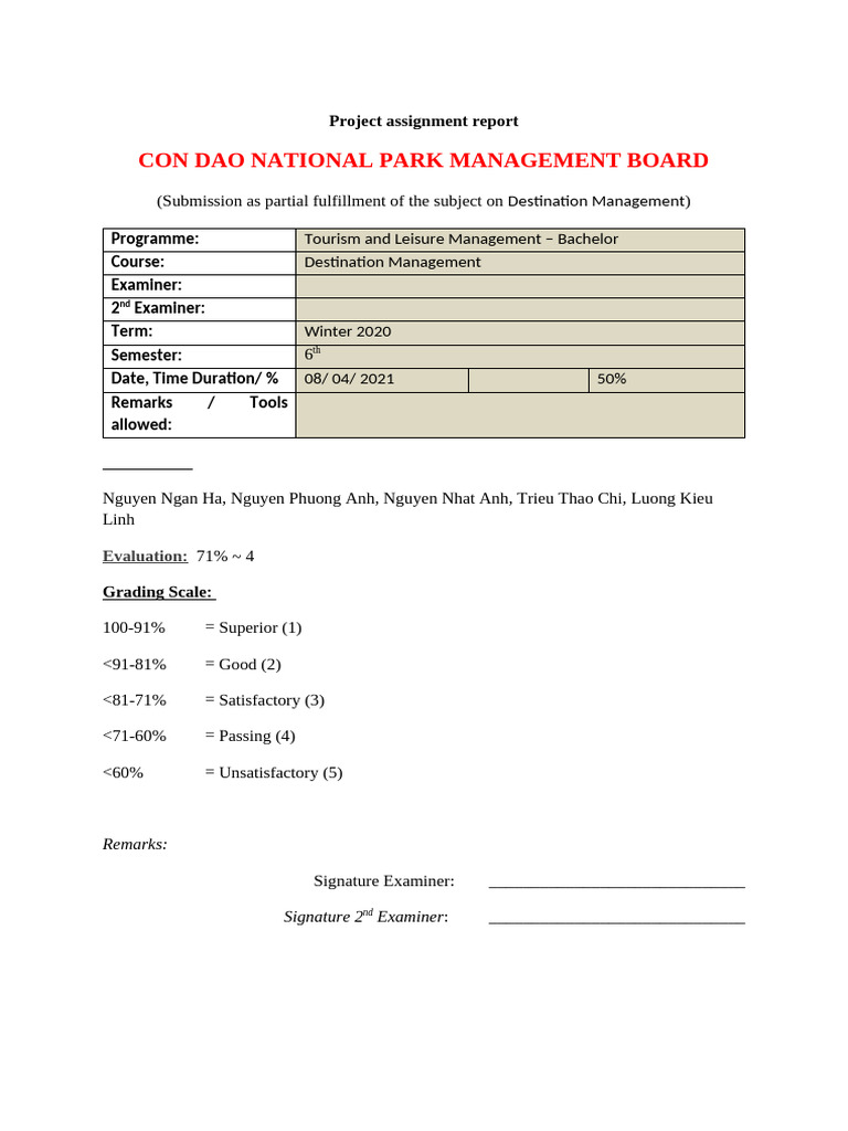 Destination Management Project Group 4 | PDF | Tourism | Marine Biology