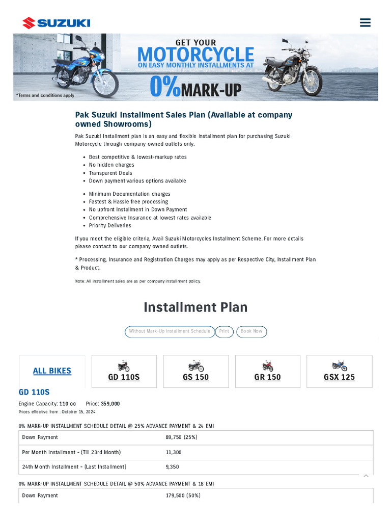 Suzuki Motorcycle Installment Plans 2025 | PDF
