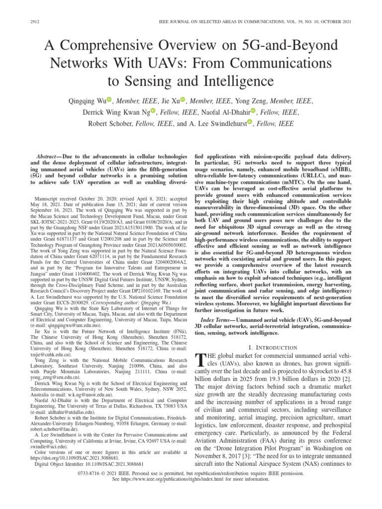 A Comprehensive Overview On 5G-and-Beyond Networks With UAVs From Communications To Sensin | PDF ...