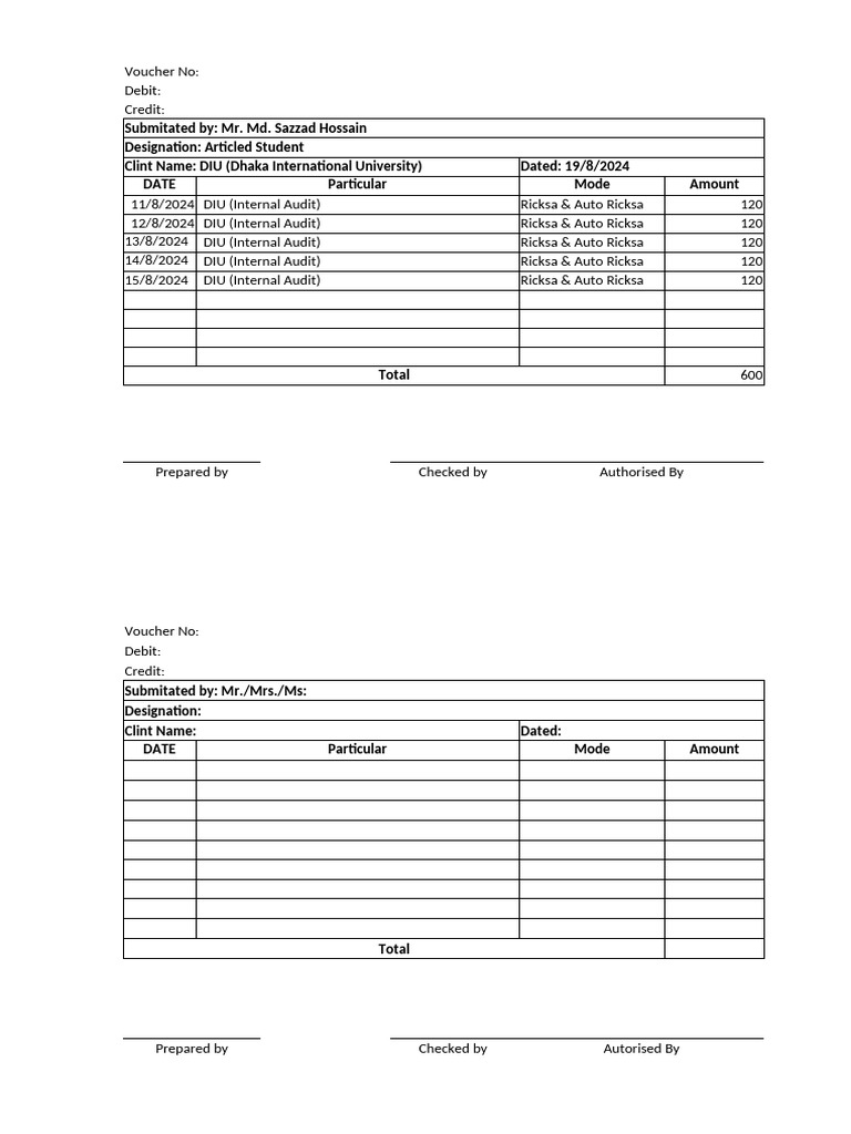 Sazzad's Convence Bill List | PDF