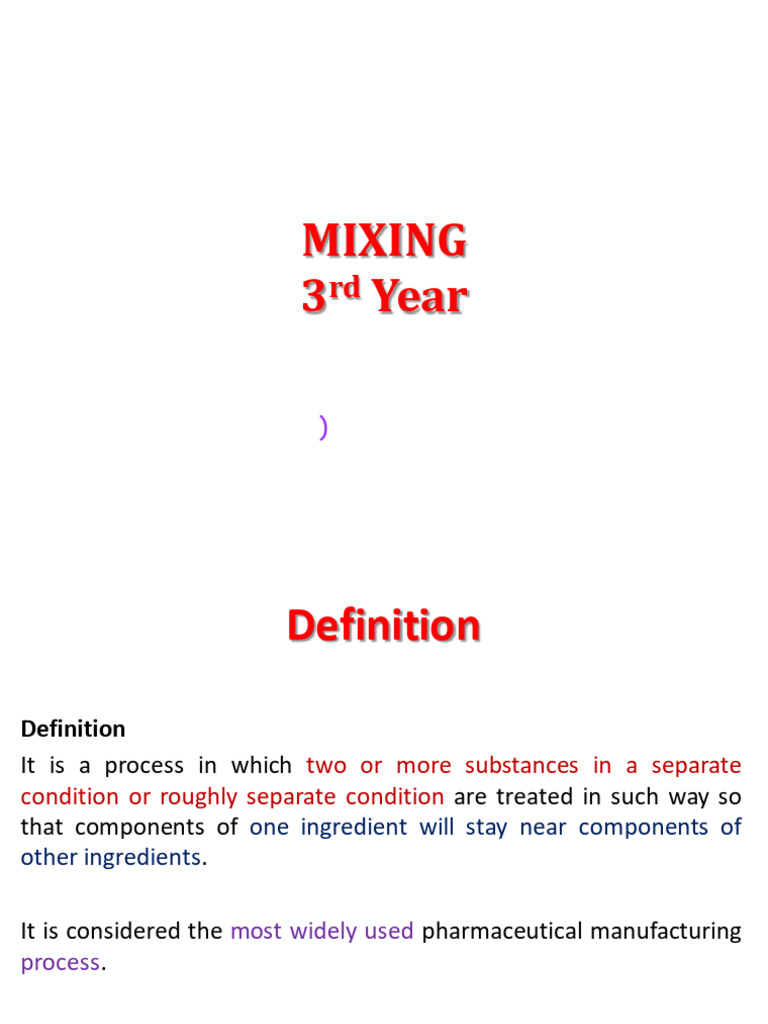 Mixing Processes in Pharmaceutical Engineering | PDF | Emulsion | Propeller
