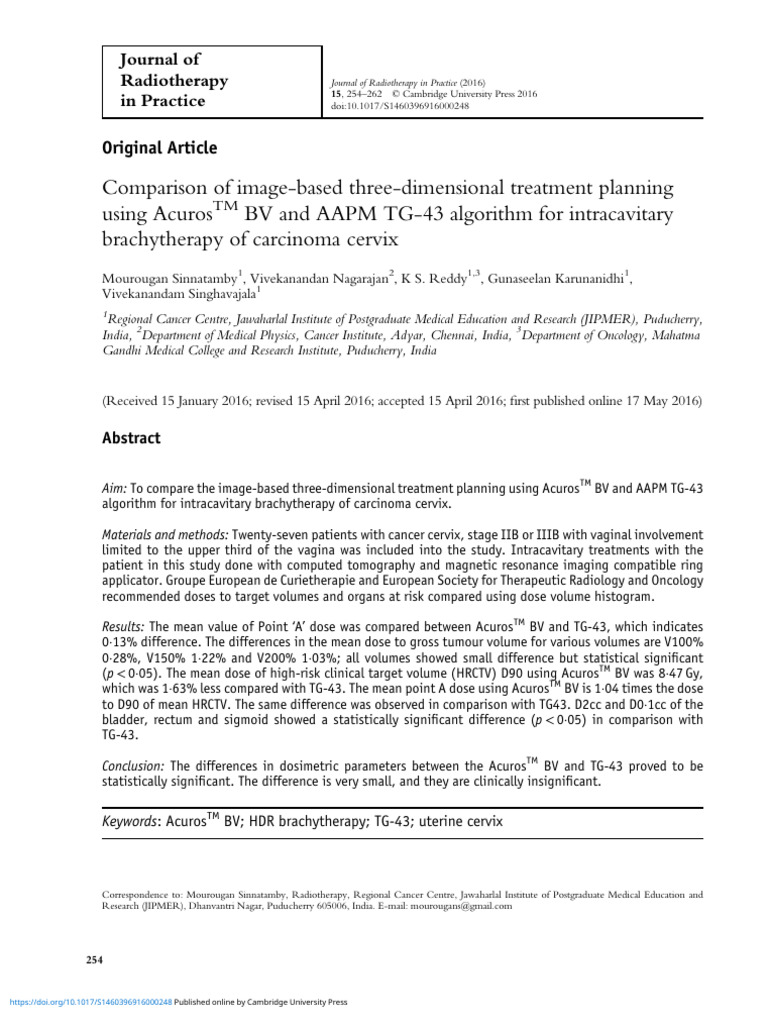 Comparison of Image Based Three Dimensional Treatment Planning Using ...