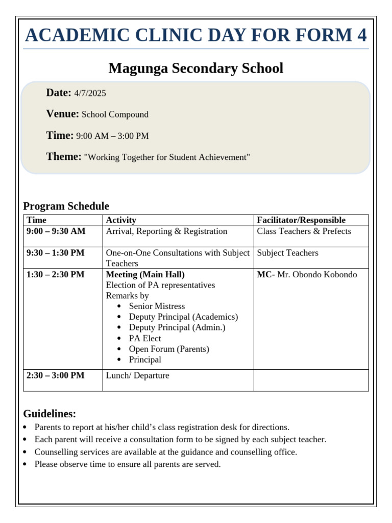 Academic Clinic Day Program | PDF