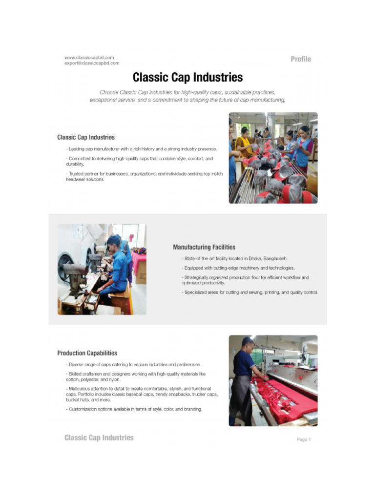 Profile - Classic Cap Industries | PDF