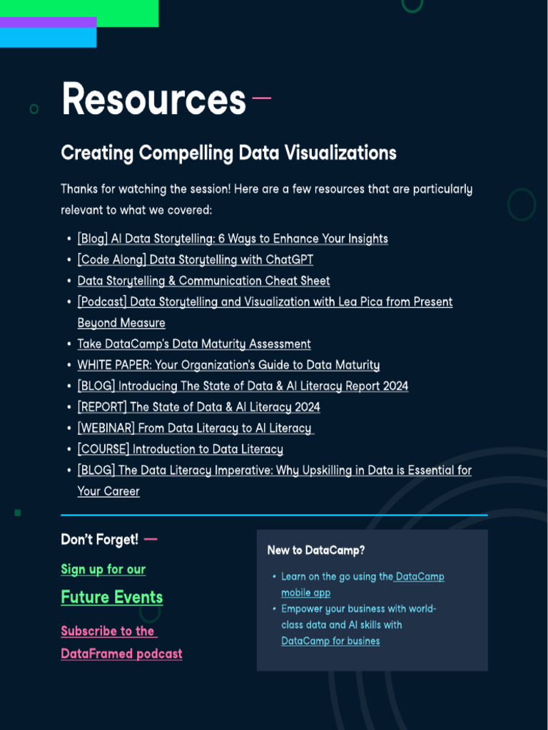 Resources - Creating Compelling Data Visualizations | PDF