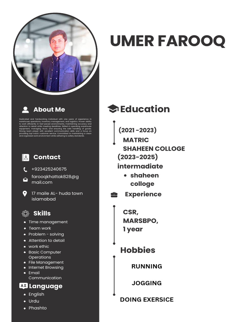 Modern Minimalist CV Resume | PDF