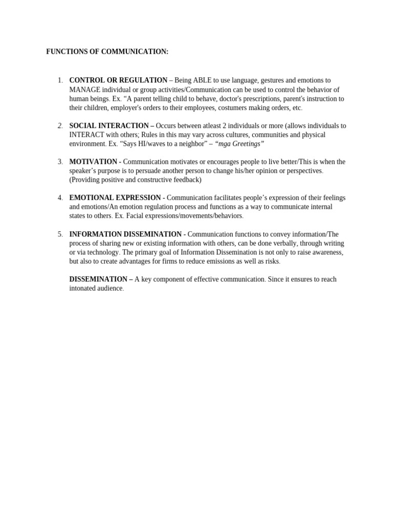 Functions of Communication | PDF