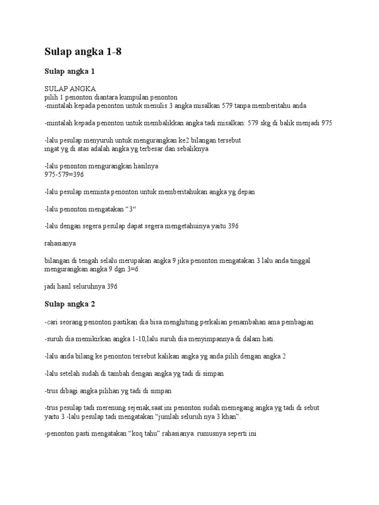 Sulap Angka | PDF