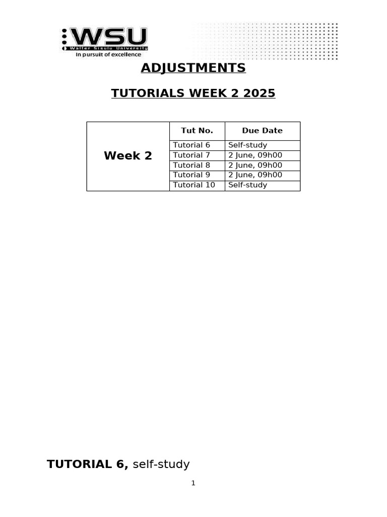 Week 2 Tutorials Adjustments 2025 | PDF | Debits And Credits | Bookkeeping