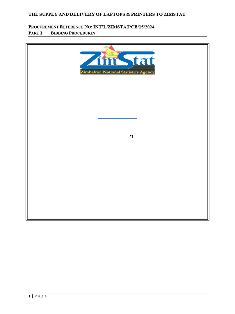 ZIMSTAT Laptop & Printer Tender 2024 | PDF | Usb | Bill Of Lading