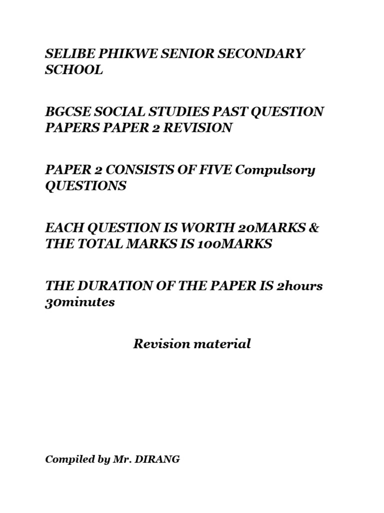 Bgcse Past Question Papers 2007-2022 | PDF | Botswana | Governance