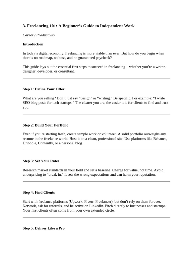 Freelancing 101 | PDF