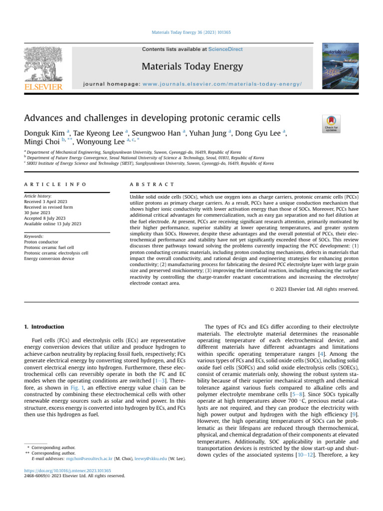 Advances and Challenges in Developing Protonic Ceramic Cells | PDF ...