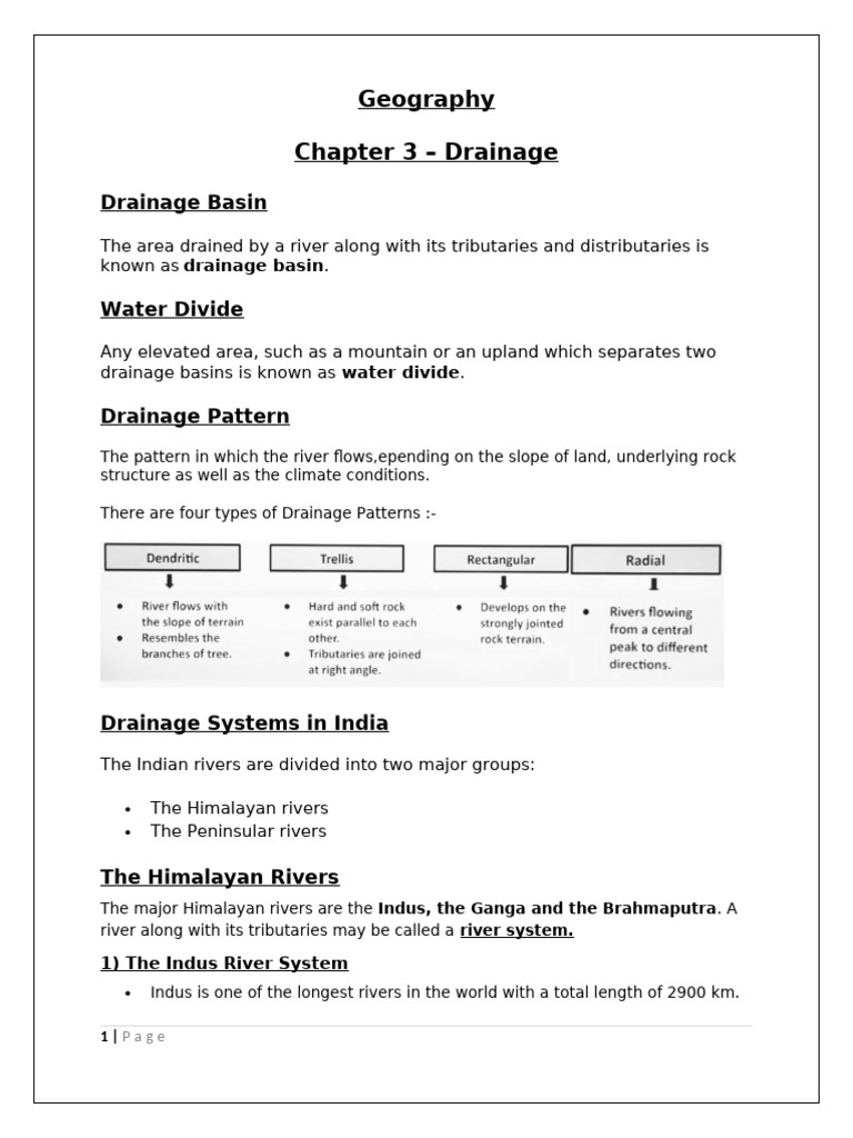 CBSE Class 9 Geography -Drainage Notes | PDF | Lake | Himalayas