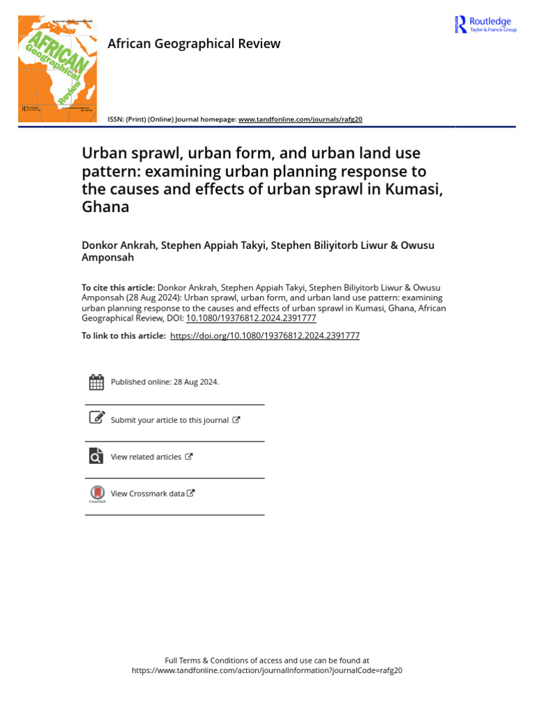 Urban Sprawl, Urban Form, and Urban Land Use Pattern: Examining Urban ...