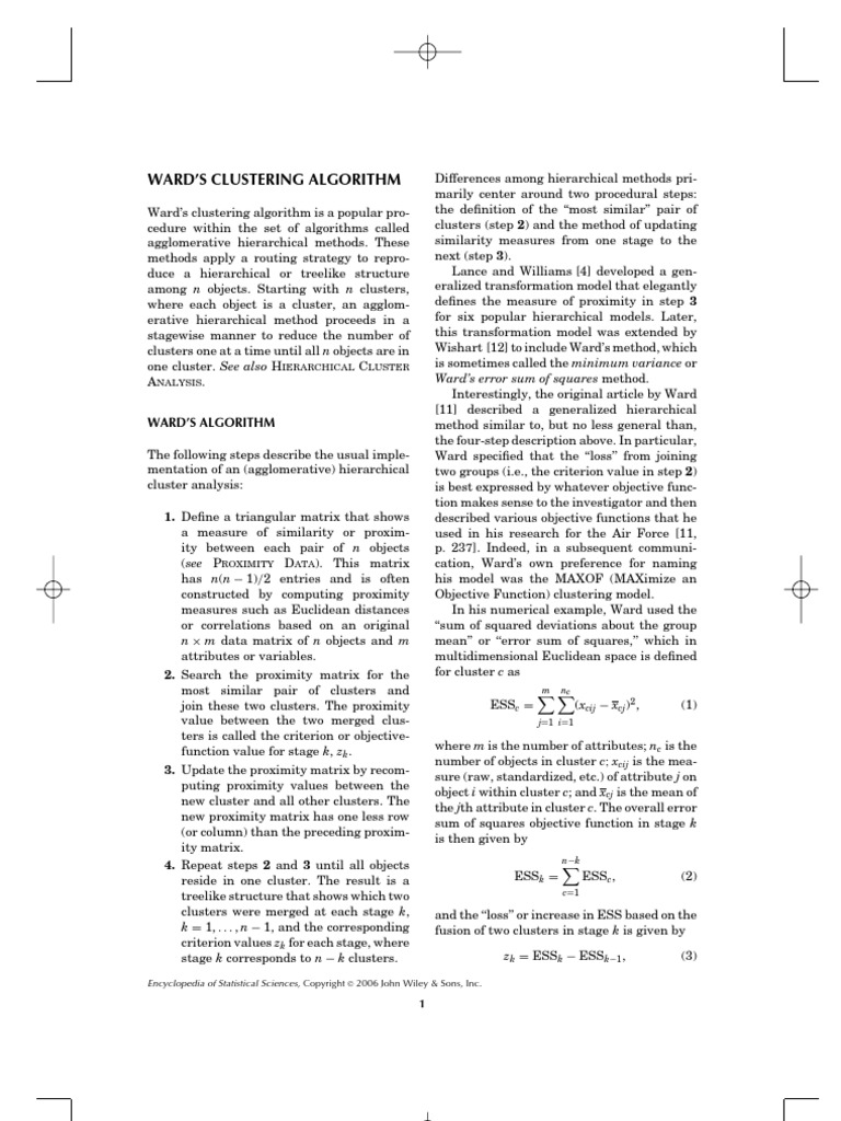 Ward Clustering Algorithm | PDF | Cluster Analysis | Matrix (Mathematics)