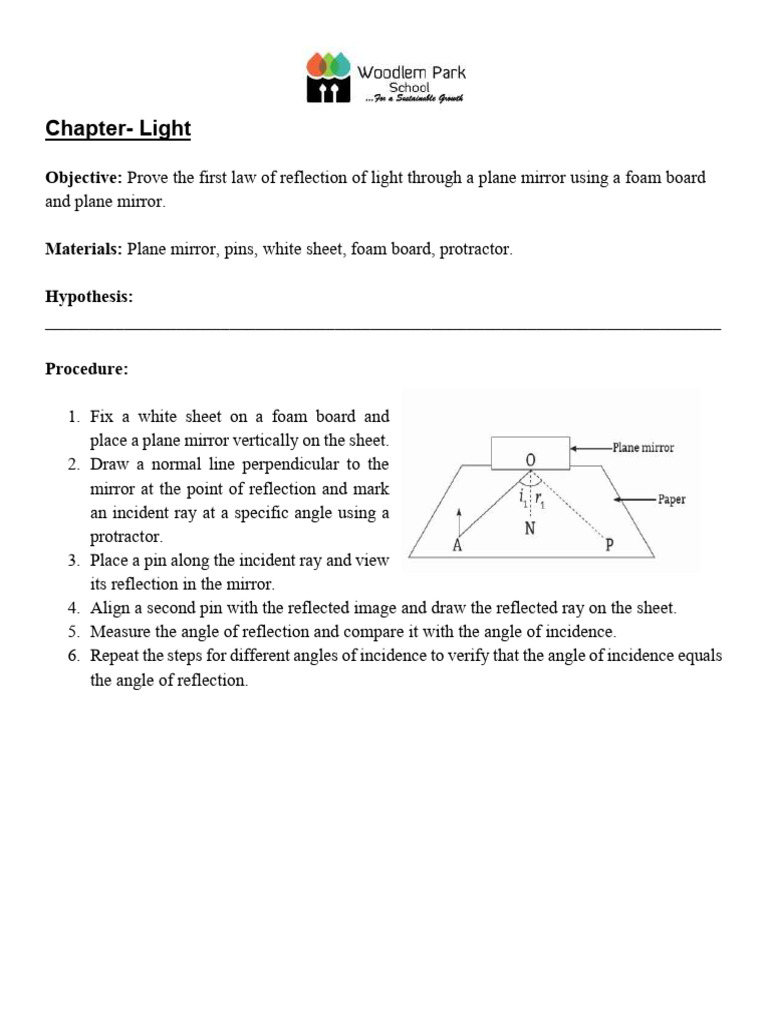 Final Laws of Reflection - Group Activity Sheets | PDF | Reflection (Physics) | Mirror