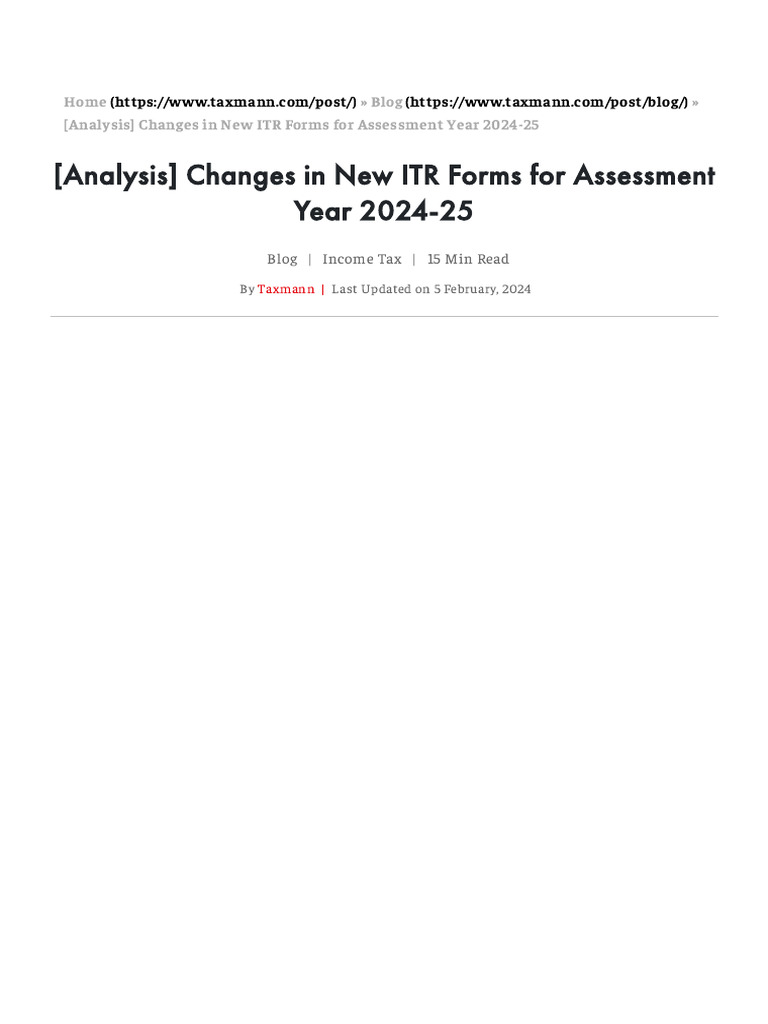 Key Changes in ITR 6 for 2024-25 | PDF | Tax Deduction | Depreciation
