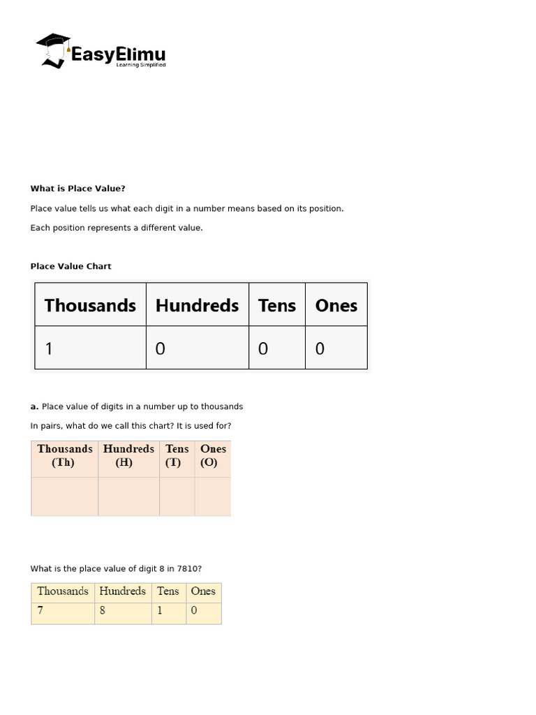 Grade 4 Whole Numbers: Place Value | PDF | Numbers | Multiplication