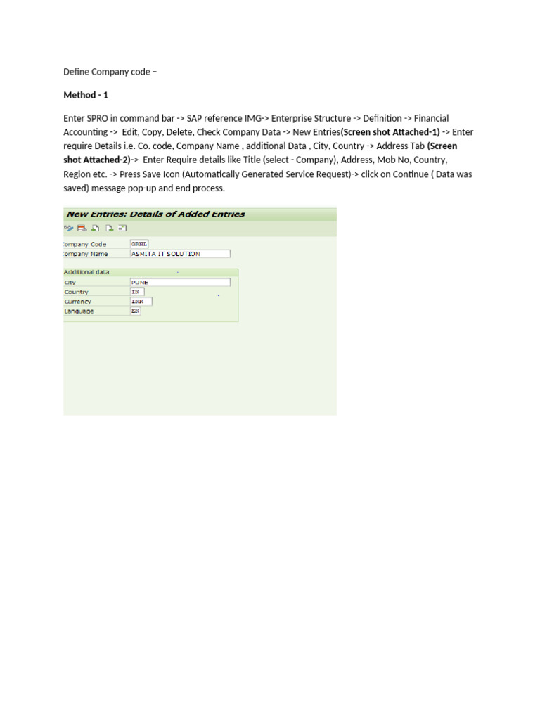 How to Define Company Code in SAP | PDF