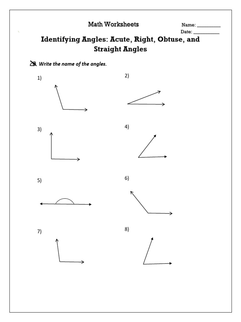 In 4 Identifying Angles Acute Right Obtuse and Straight Angles WS1 | PDF