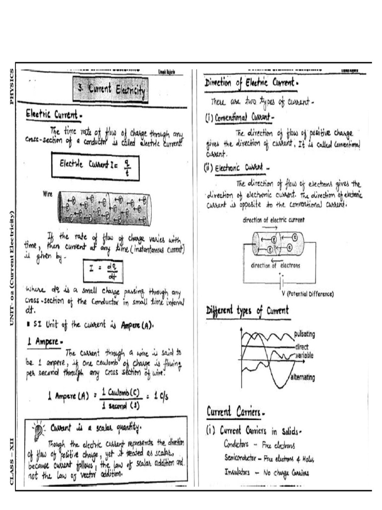 Current Electricity - Class XII Physics | PDF