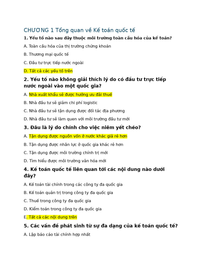 BỘ CÂU HỎI KTQT | PDF