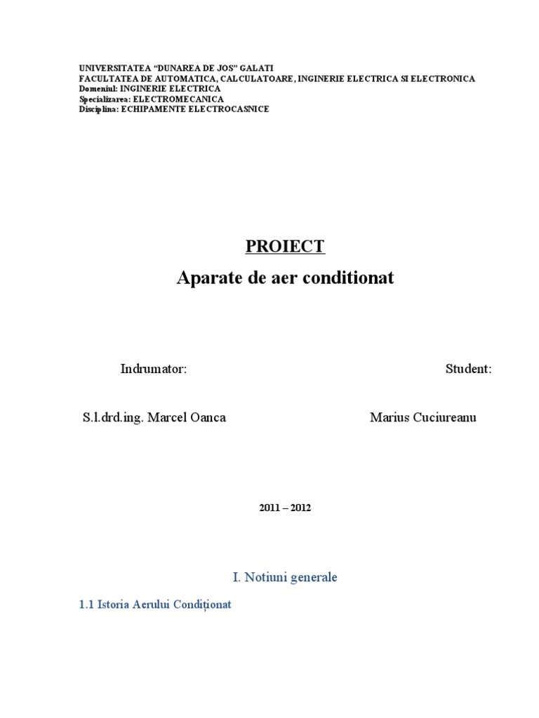 Proiect - Aerul Conditionat | PDF