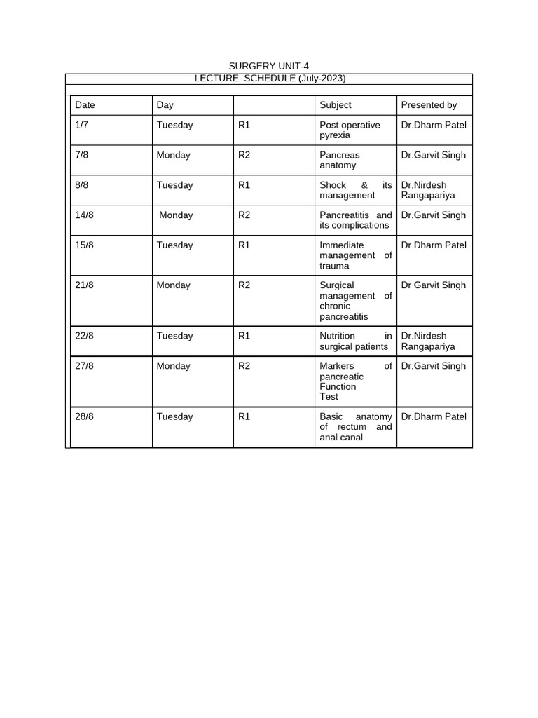 August Academic Schedule | PDF