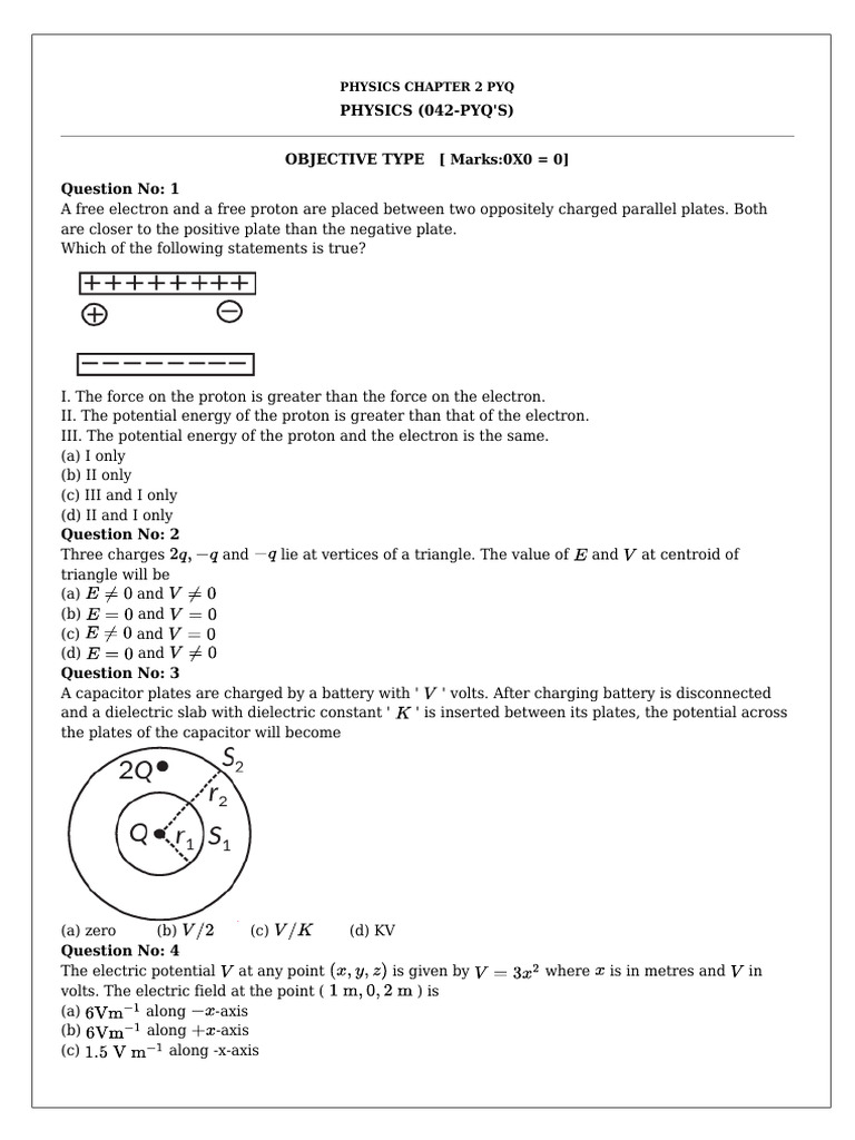 Physics (042-Pyq's) (06 - 07 - 2025) | PDF | Capacitor | Capacitance