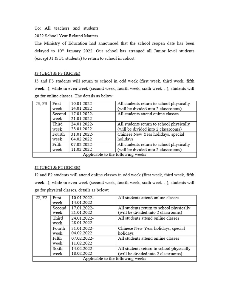 2022 School Reopen Matter - Revised English Translation | PDF | Learning