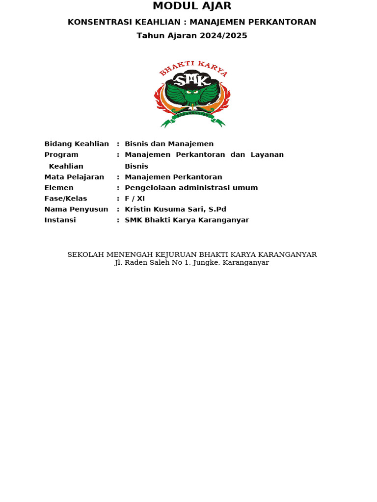 Modul Ajar Administrasi Umum Fase F | PDF