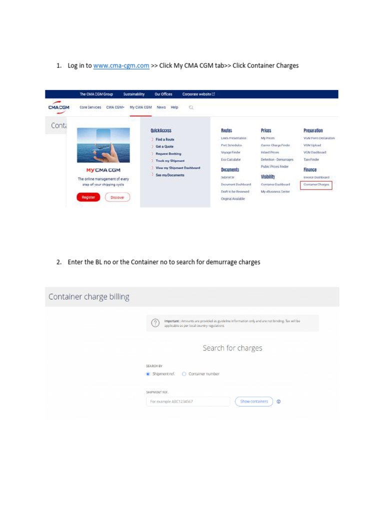 Demurrage Calculator Guide - Cma Cgm | PDF