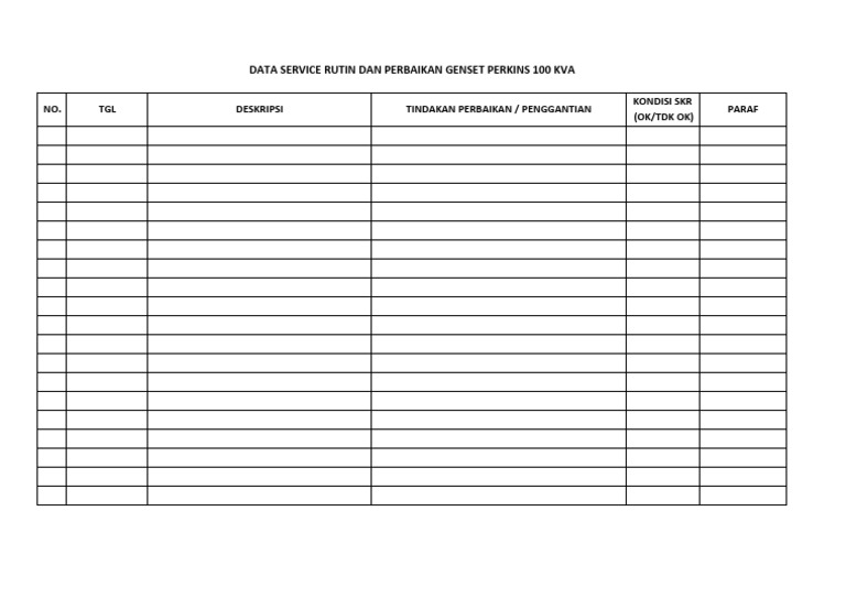Form Isian Pengecekan Genset | PDF